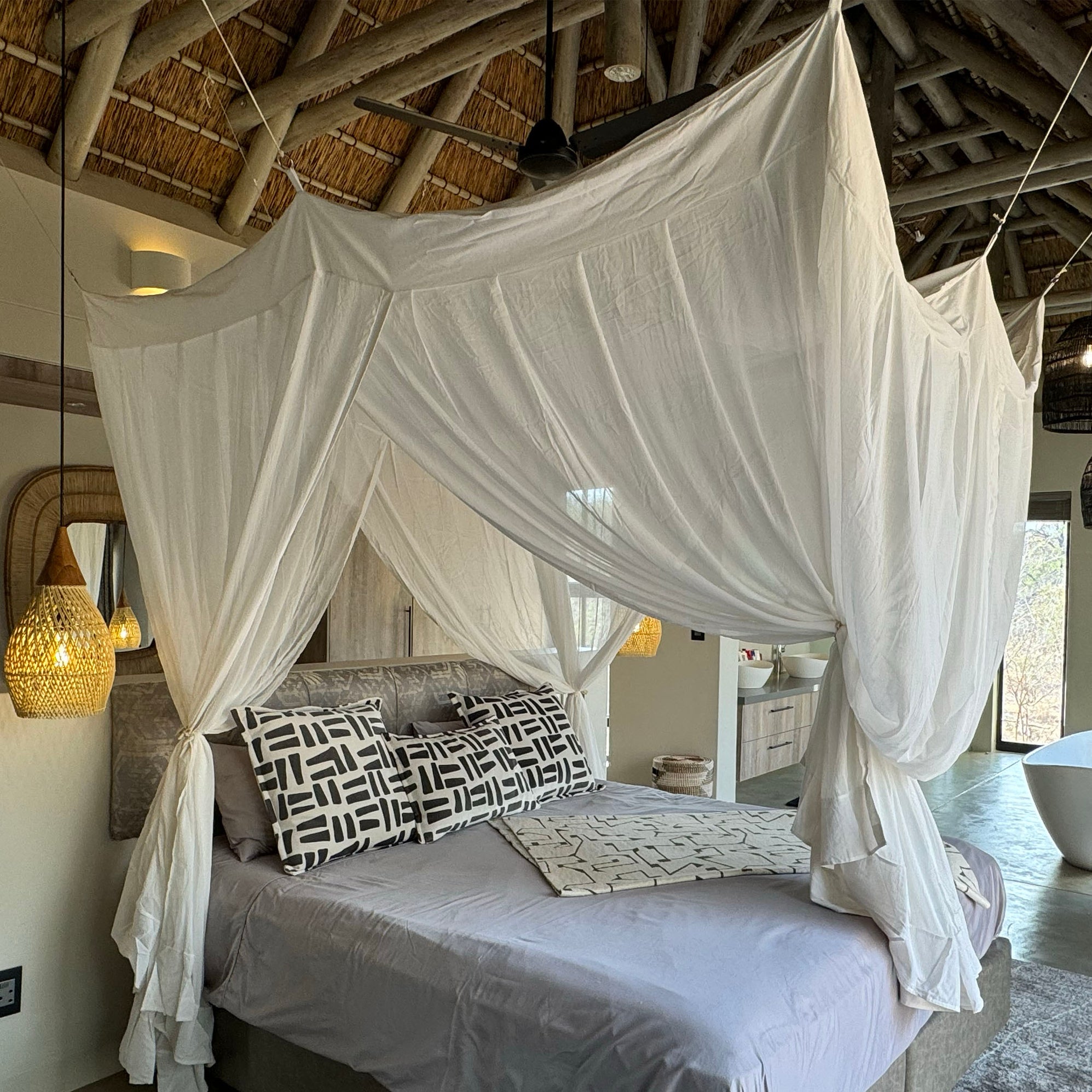 87x95 Inch 100% Organic Cotton Bed Canopy for Queen & King Size Bed ...