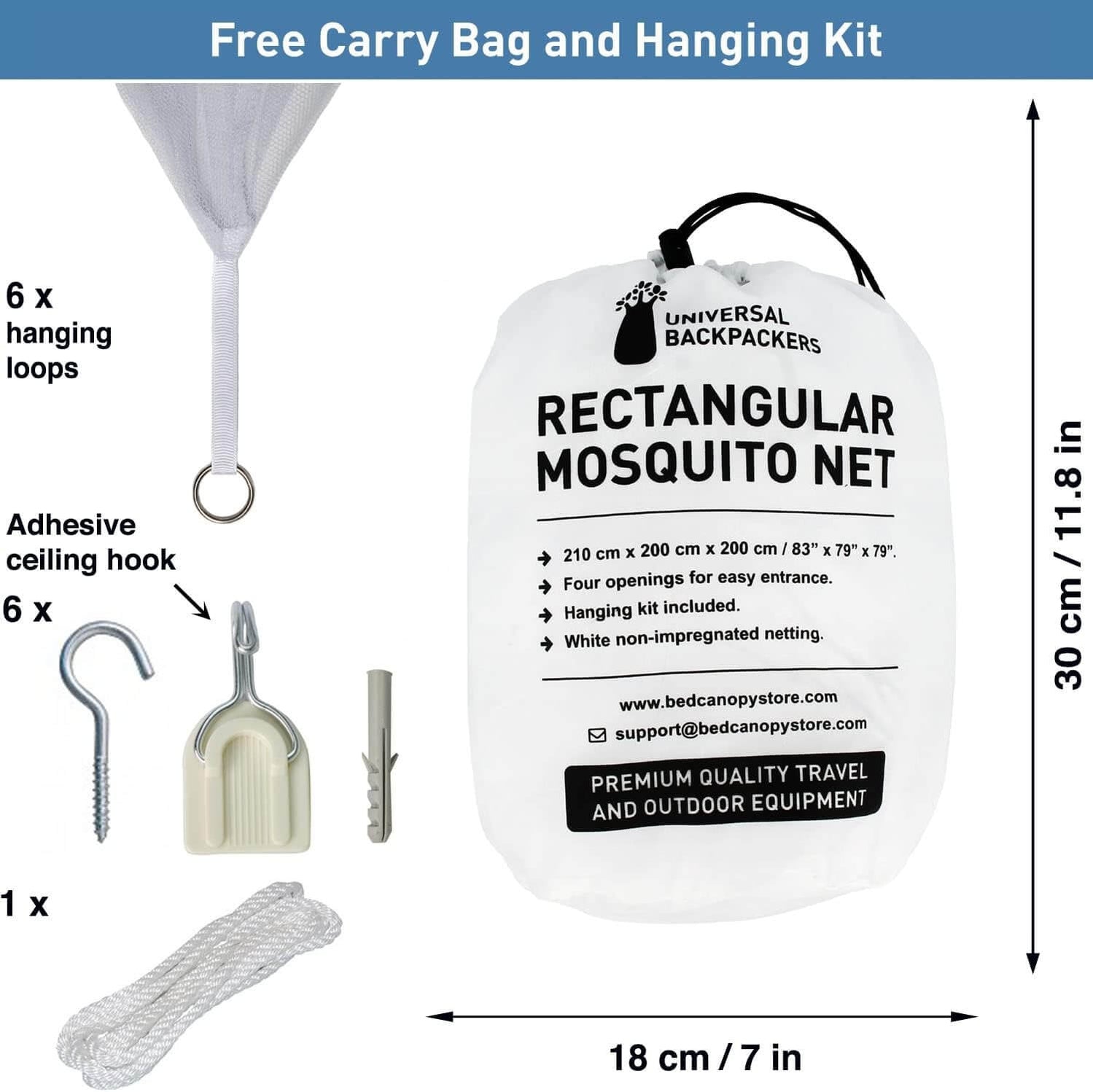 Square Mosquito Net for Single to King-Size Bed – Four Side Openings ...